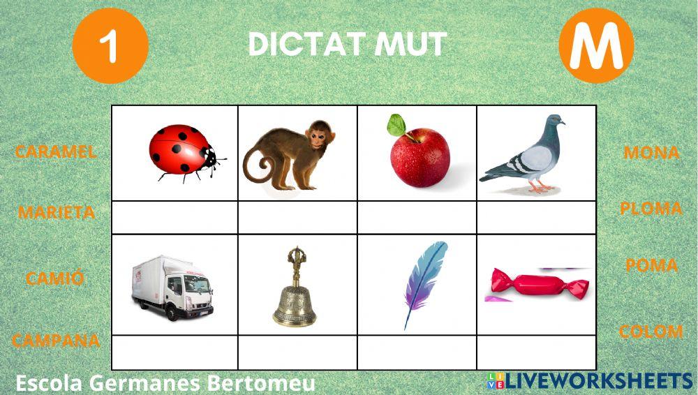Dictat mut M inicial worksheet | Live Worksheets