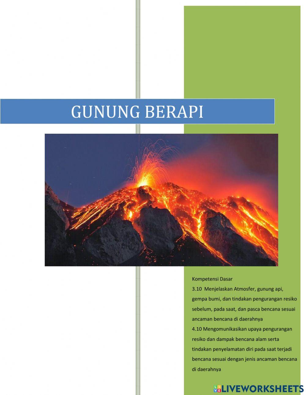 Gunung berapi | Free Interactive Worksheets | 1973038