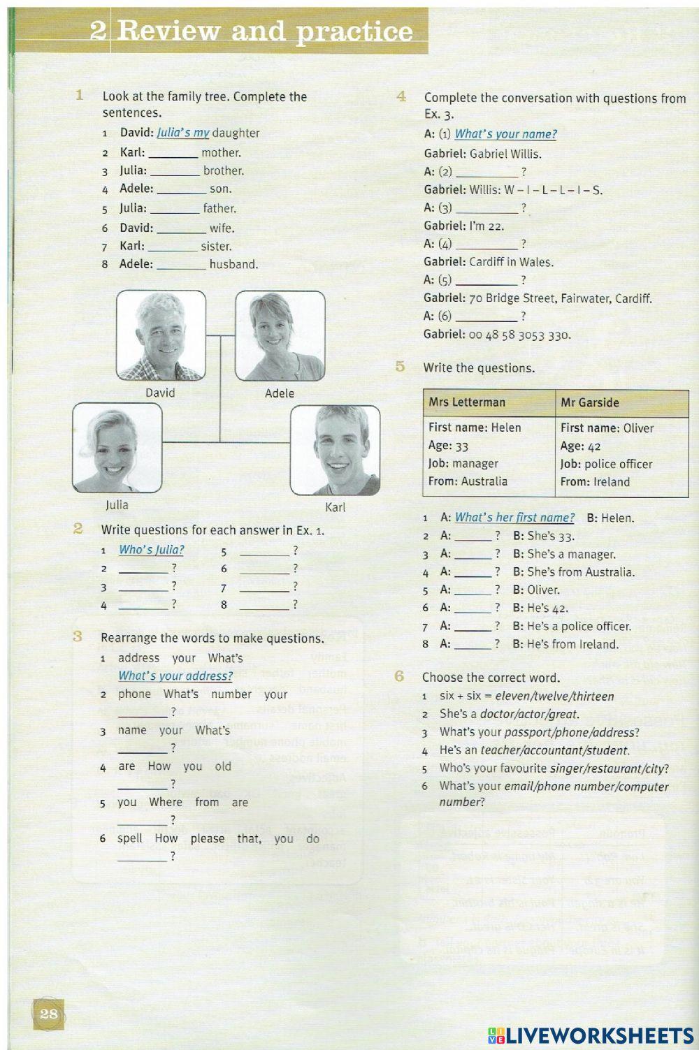 Personal Information online exercise for | Live Worksheets