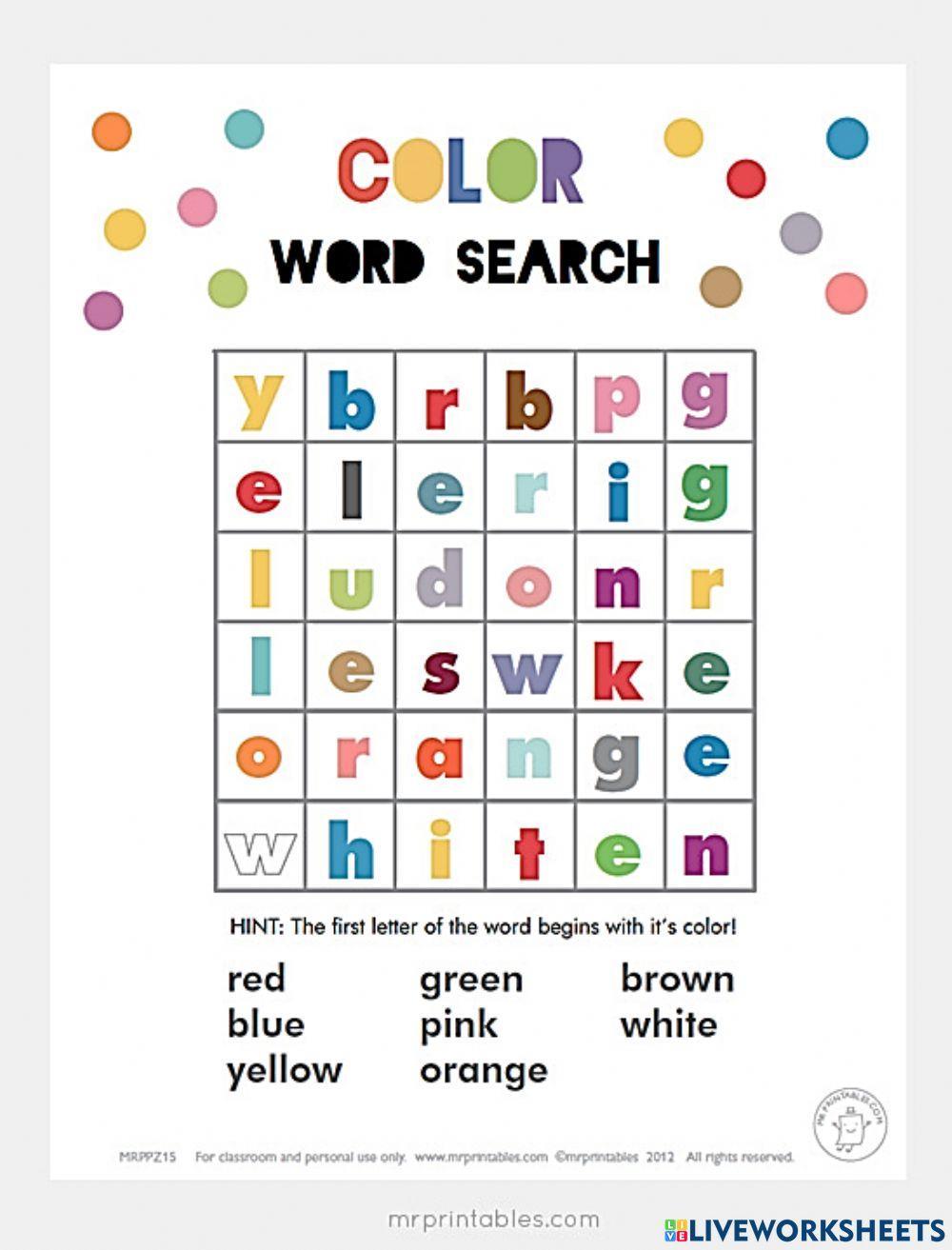 Colors online exercise for 2 | Live Worksheets