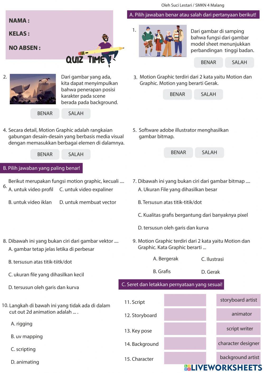 Quiz-animasi worksheet | Live Worksheets