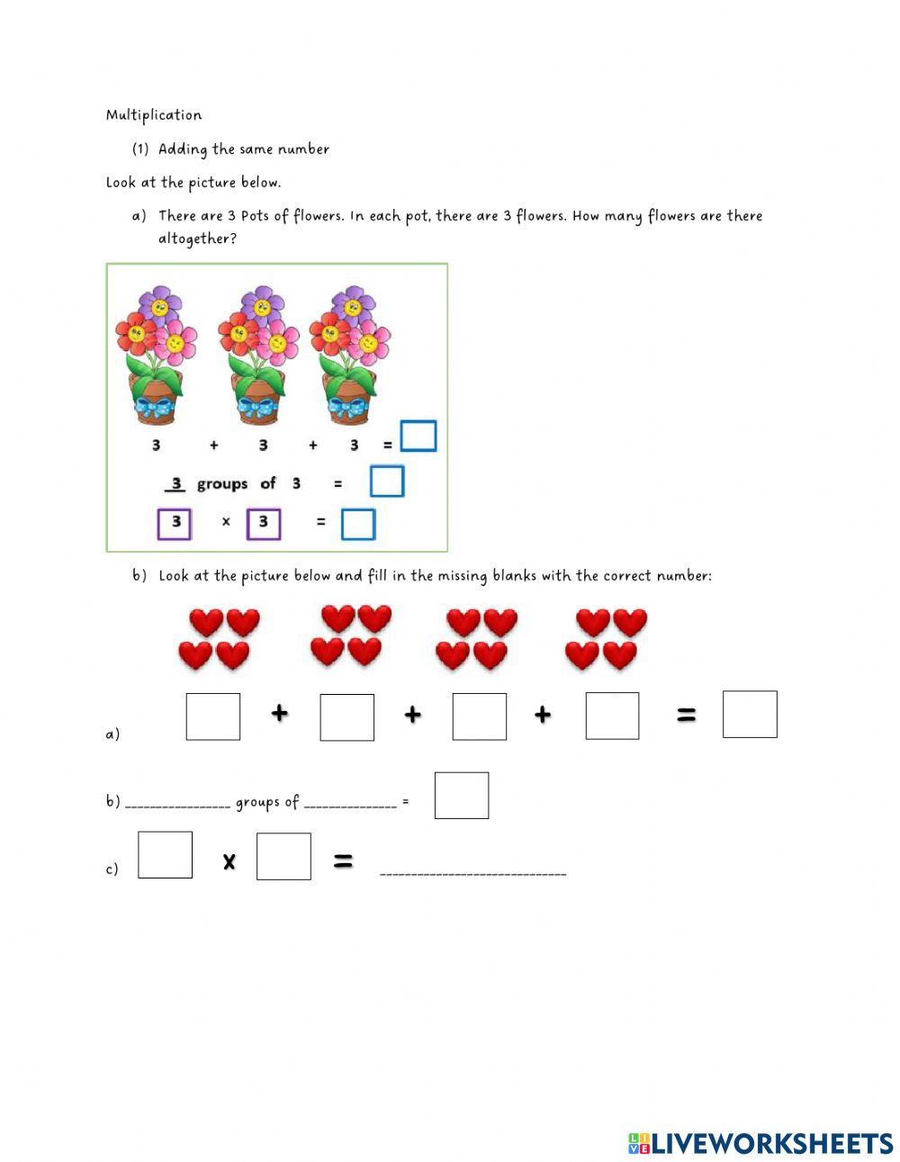 Multiplication Worksheet Year2 online exercise for | Live Worksheets