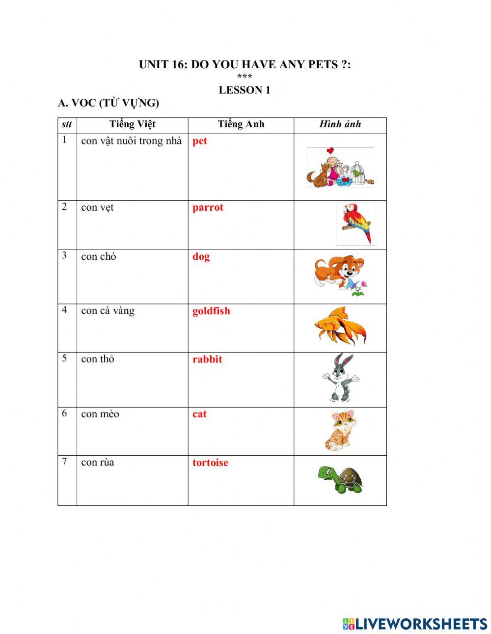 Voc (U20) worksheet | Live Worksheets