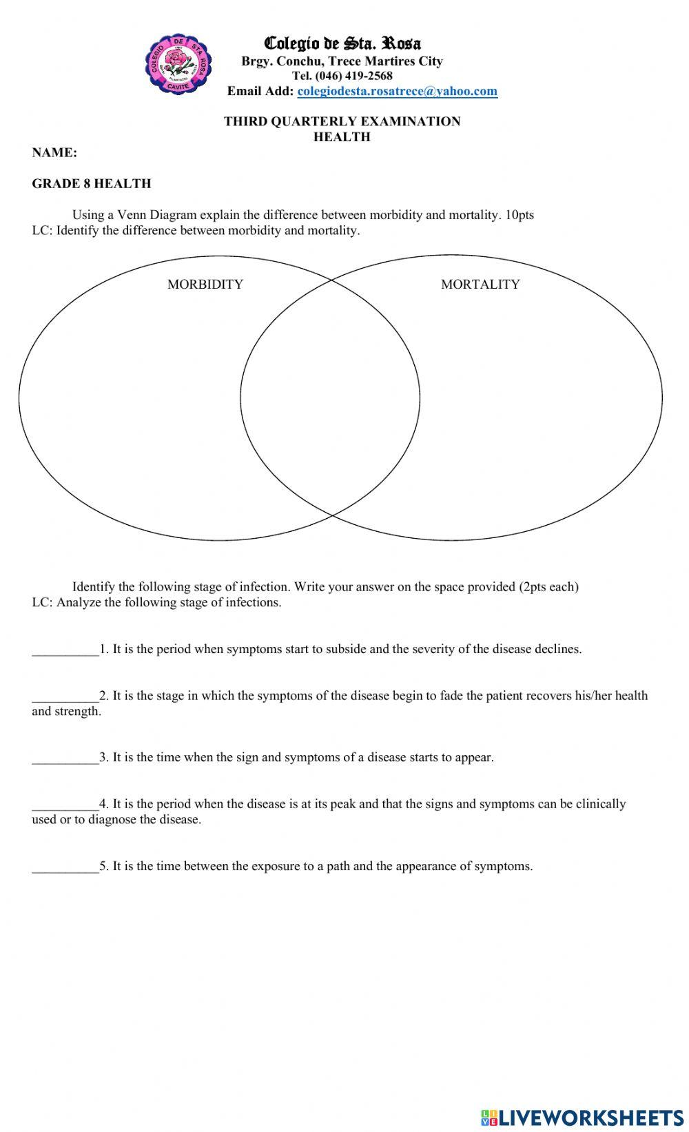 Health 8 exercise | Live Worksheets
