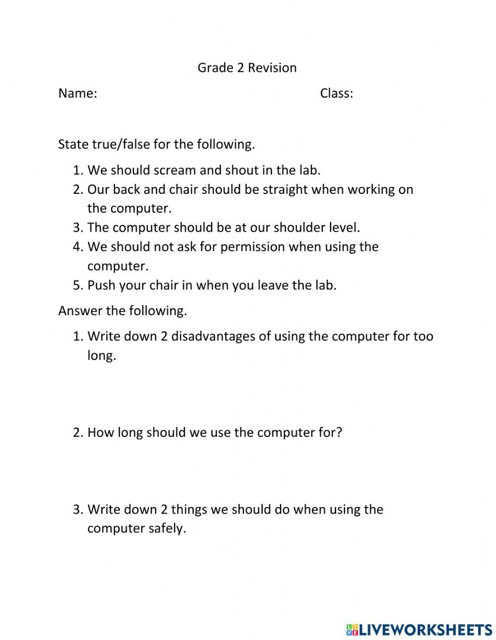 1974506 | Grade 2 ICT Safety | Kanza | LiveWorksheets