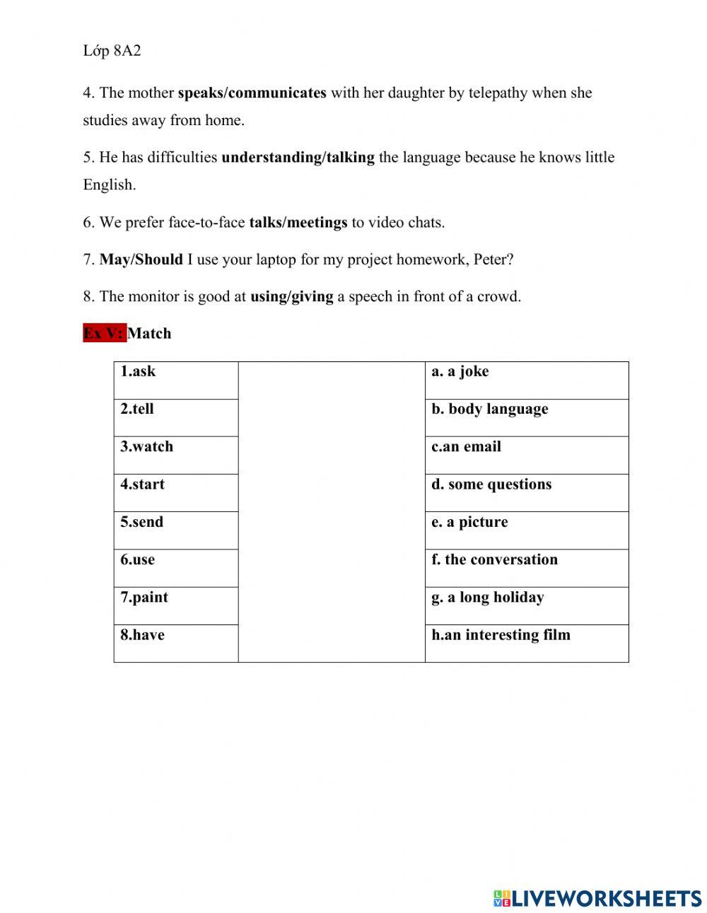 G8 | Free Interactive Worksheets | 1974692