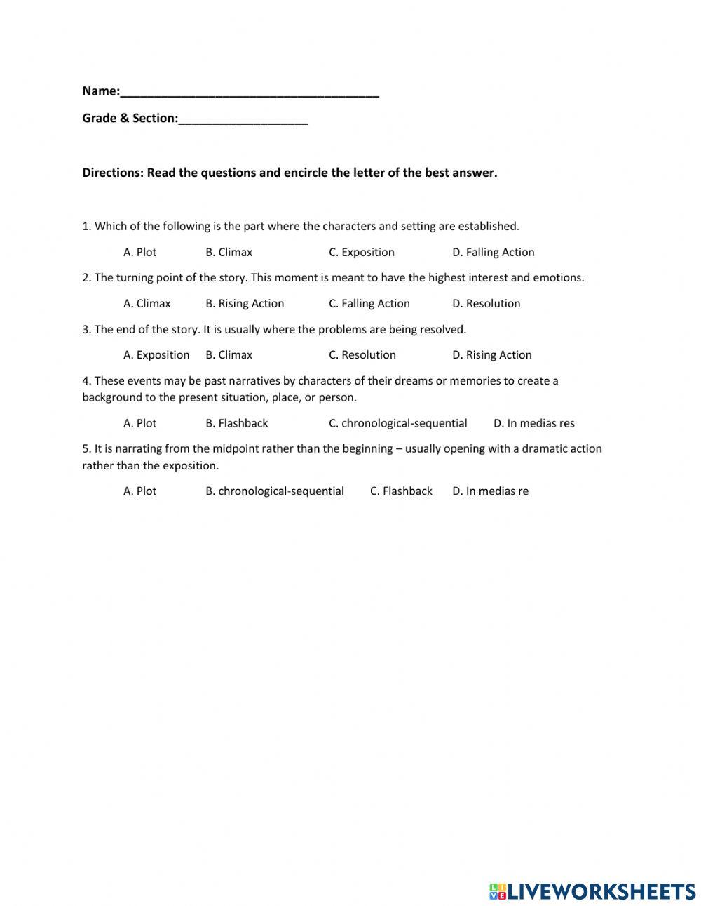 English VI-Multiple Choice Quiz online exercise for | Live Worksheets