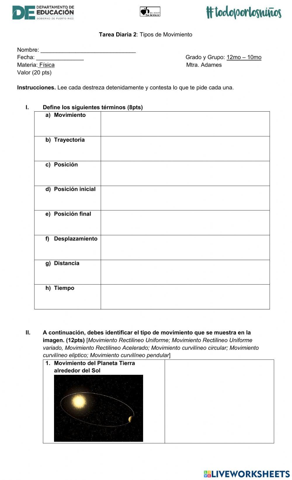 Mov worksheet | Live Worksheets