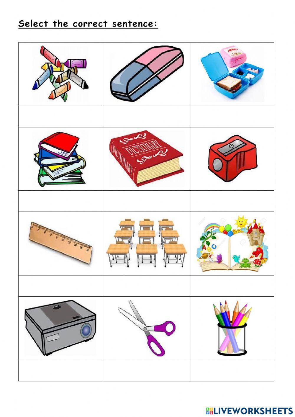 Classroom Objects - It and They worksheet | Live Worksheets