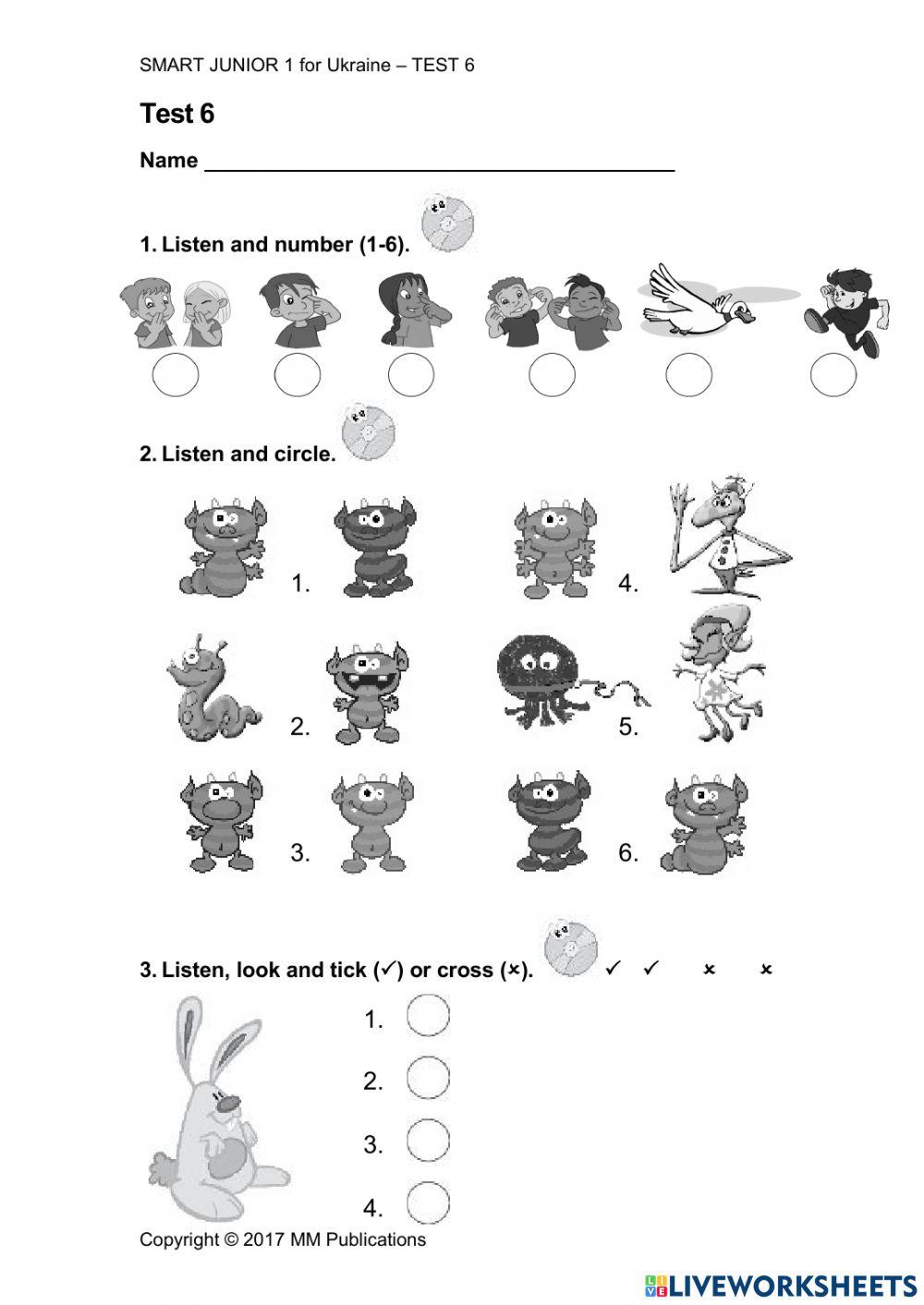 Smart Junior 1 Test 6 online exercise for | Live Worksheets