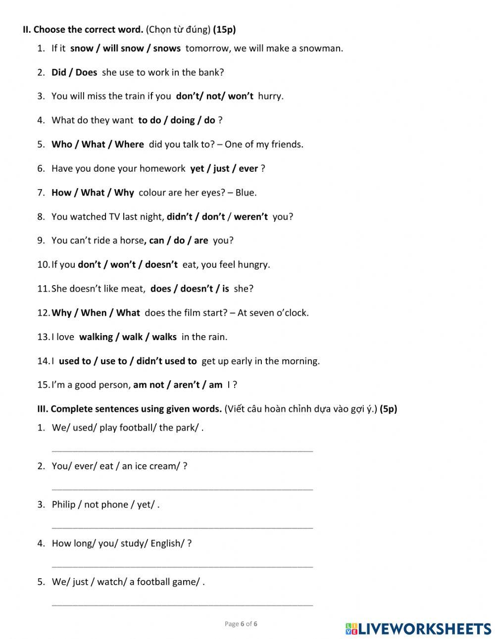End-of-course Test interactive worksheet | Live Worksheets