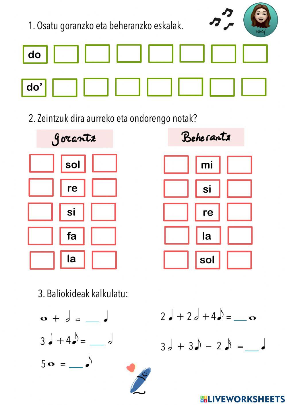 Musika ariketa 1975961 | Biotzf | Live Worksheets