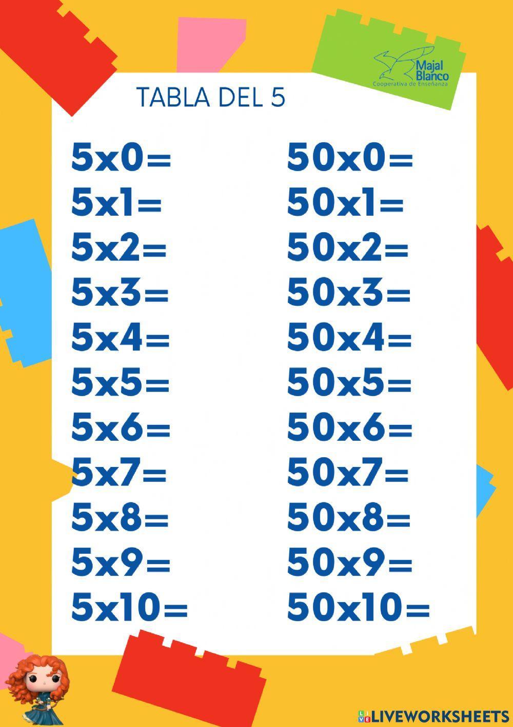 Tabla del 5 extendida 1976060 | Irene Lorenzo Sáez