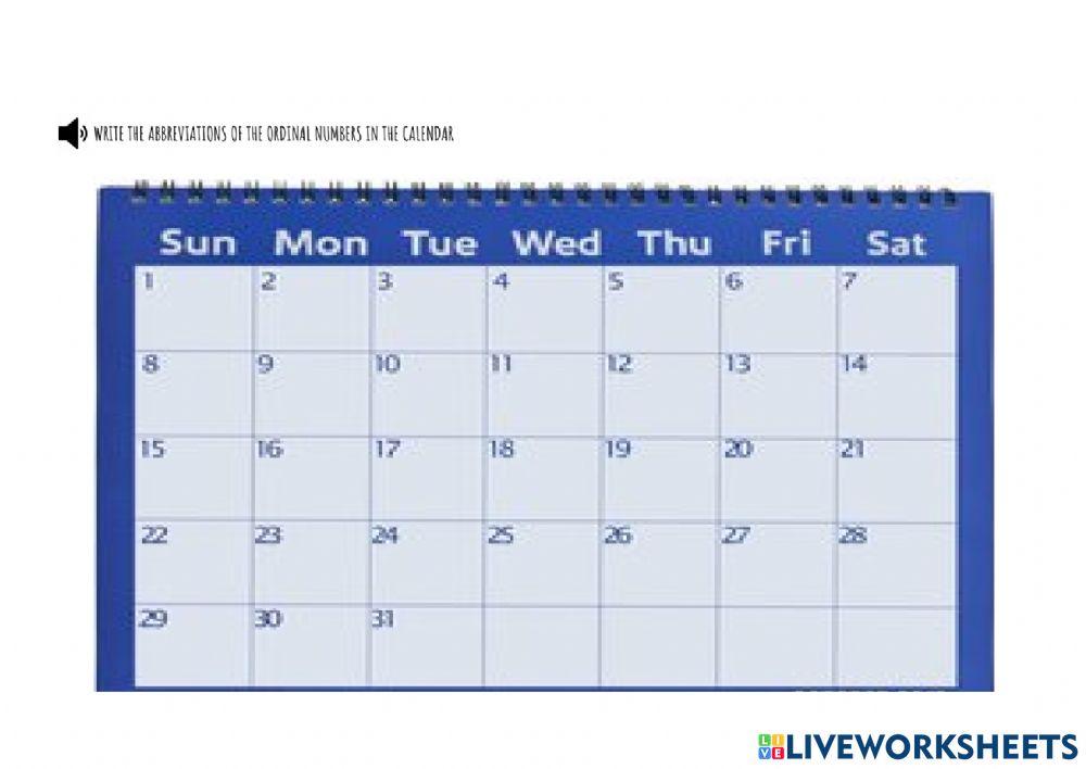 Calendar 1914696 | Eliza_Arreola | Live Worksheets
