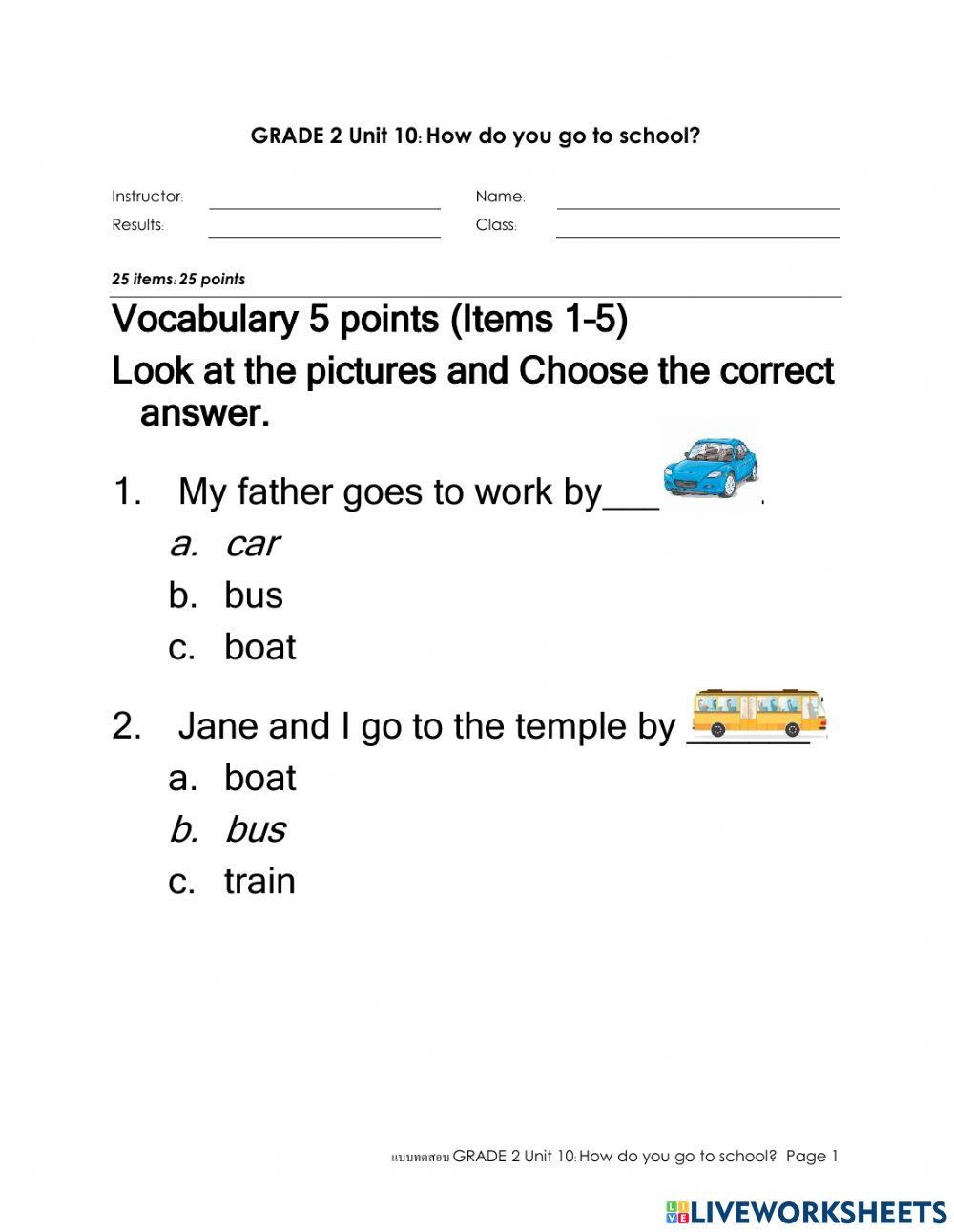 Grade 2 Unit 10 1914679 | farung2021 | Live Worksheets