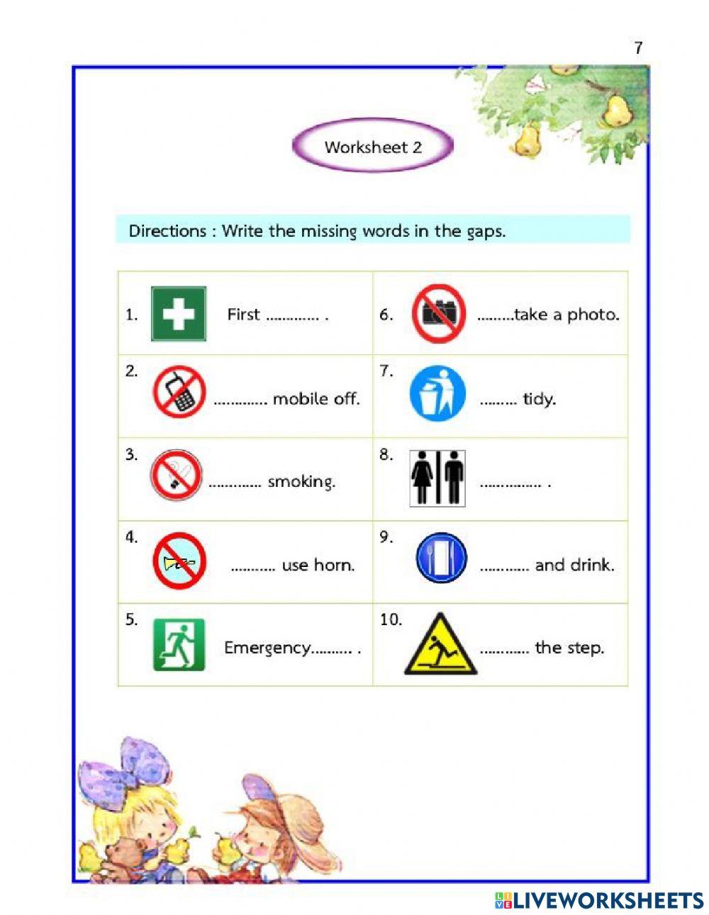 Signs M4 | Free Interactive Worksheets | 4098119