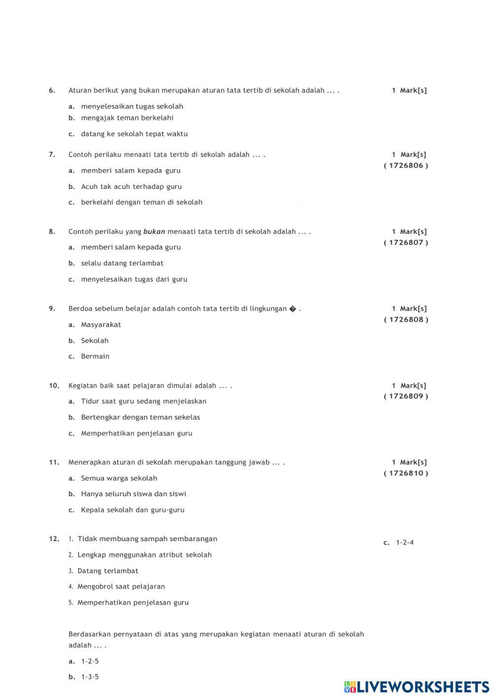 Pkn online exercise for 2 | Live Worksheets