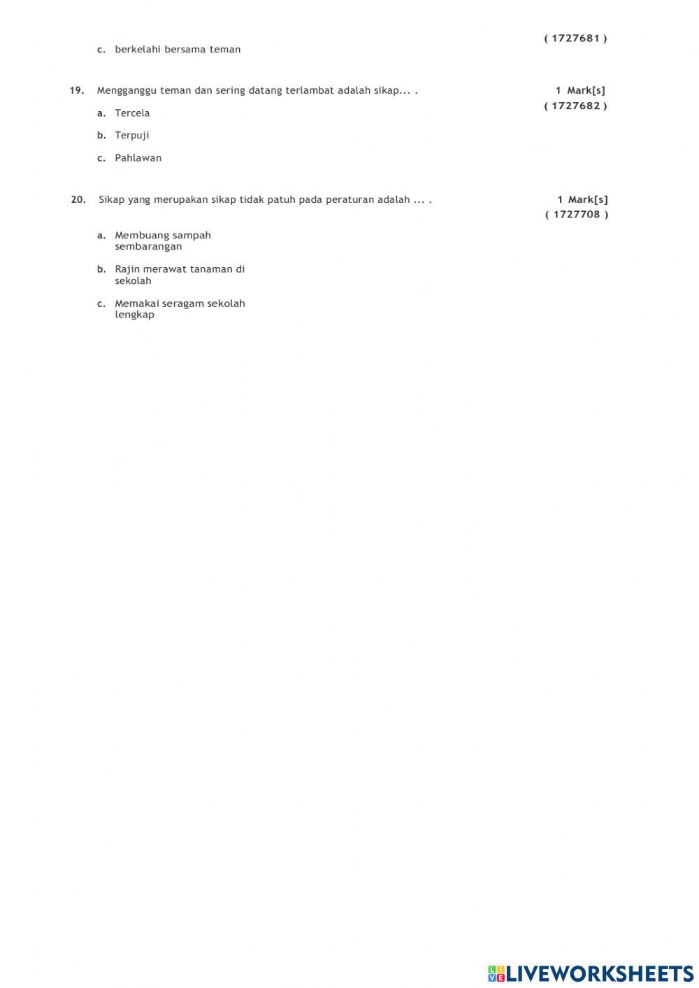 Pkn online exercise for 2 | Live Worksheets