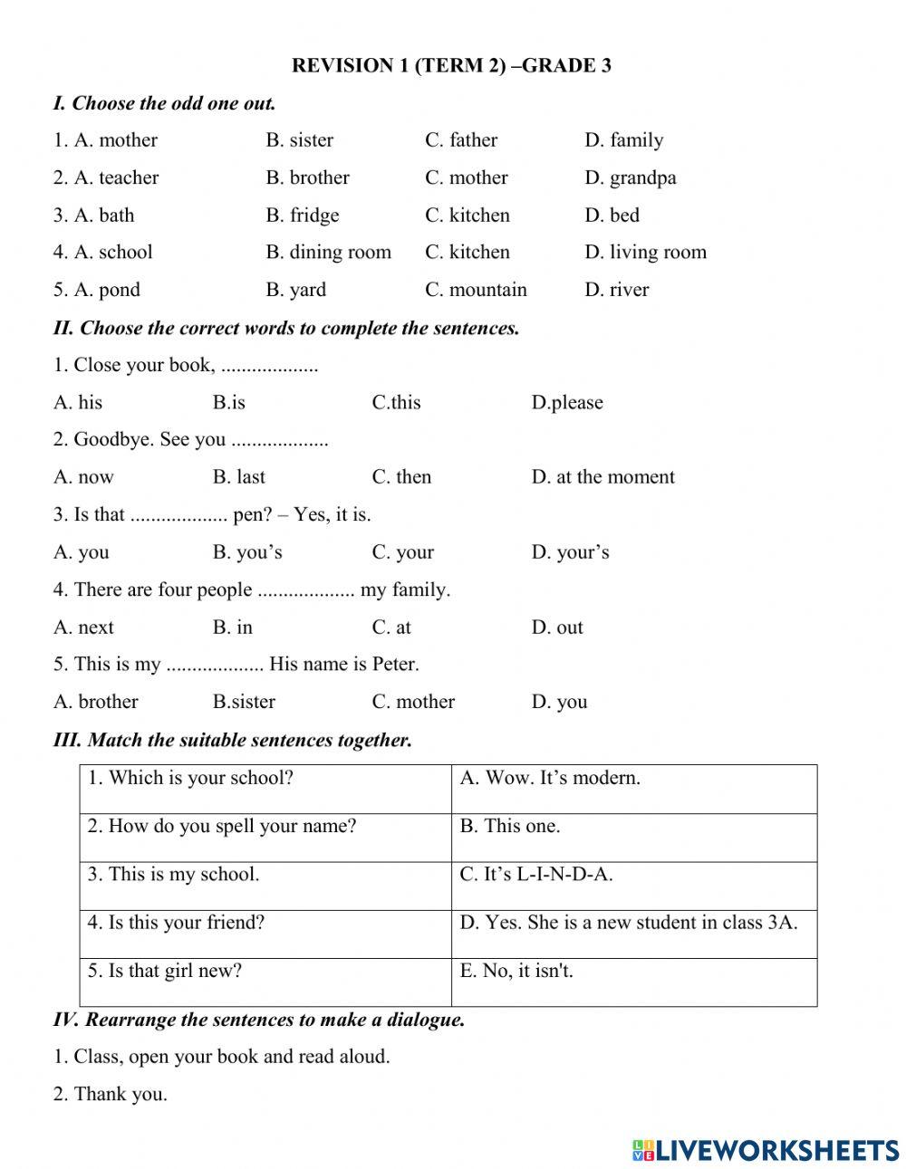 Revision G3 activity | Live Worksheets