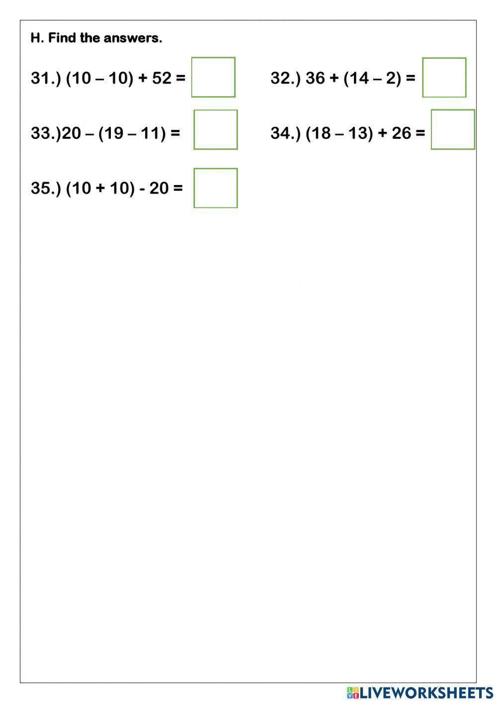P1 Math Final Test 2nd Sem 2021-2022 online exercise for | Live Worksheets