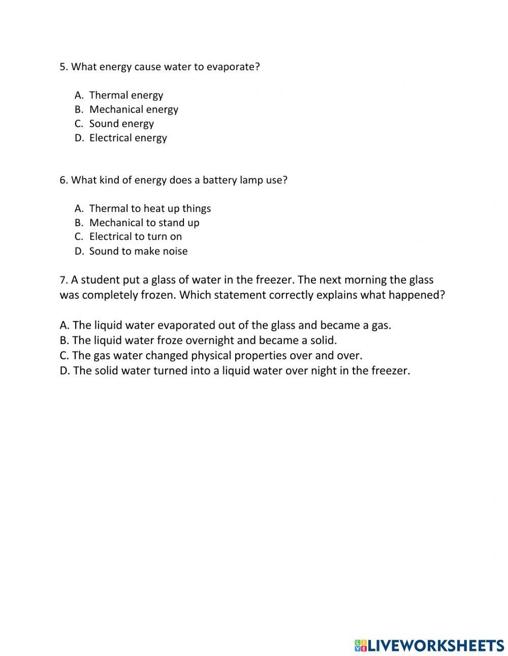 Science review online practice | Live Worksheets