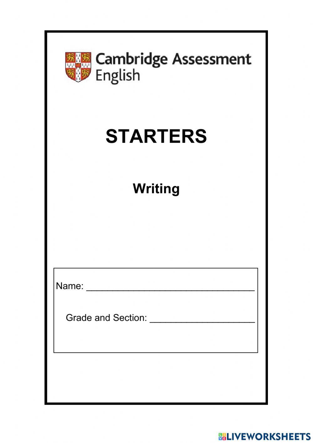 STARTERS (Writing) - 2nd grade online exercise for | Live Worksheets