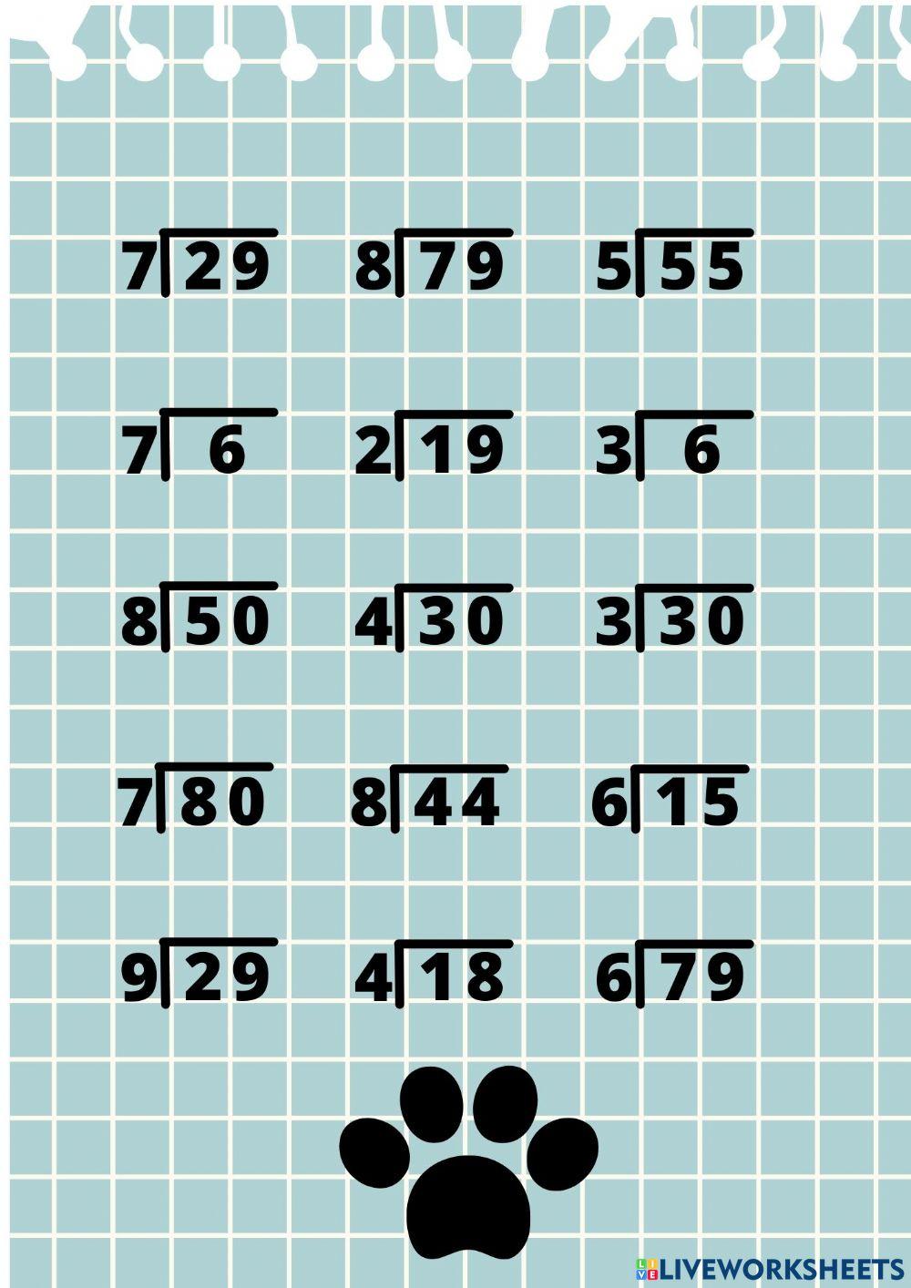 Divisiones super fáciles worksheet | Live Worksheets