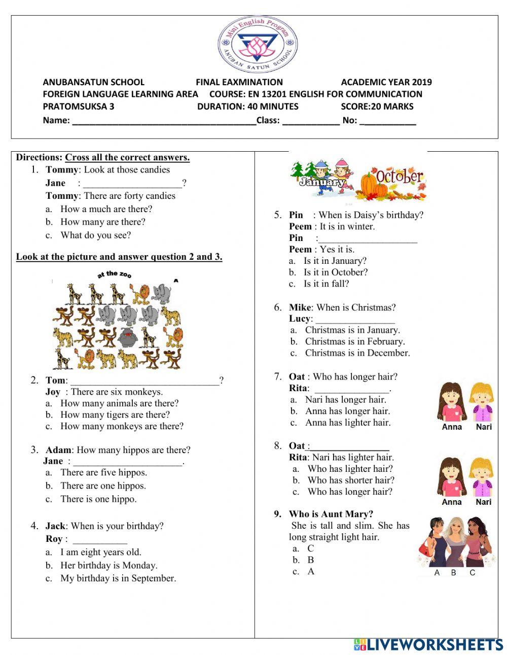 MEP3 Communicative English 2021 online exercise for | Live Worksheets