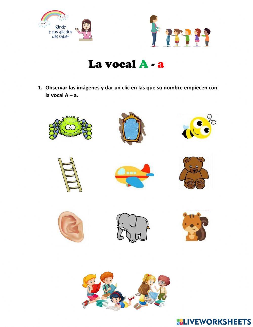 La vocal a | SindyCobena | Live Worksheets