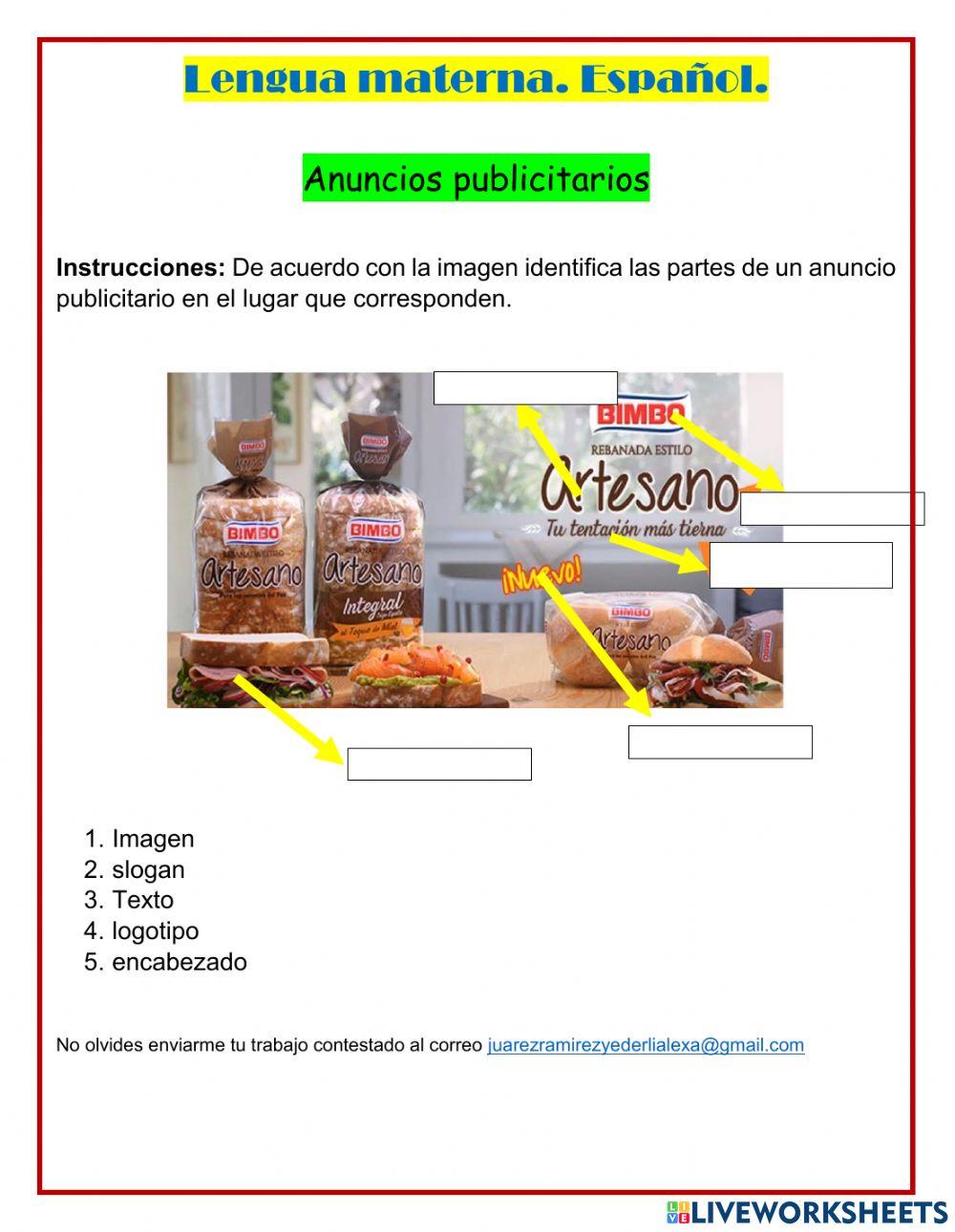 Anuncios publicitarios interactive worksheet for 5 B | Live Worksheets
