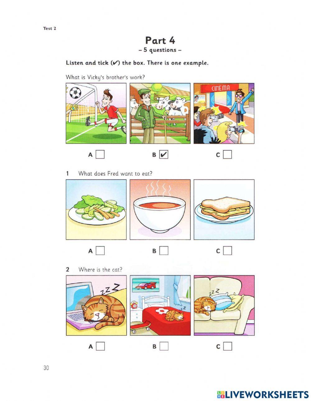 Movers Listening Lesson 4 P4 worksheet | Live Worksheets