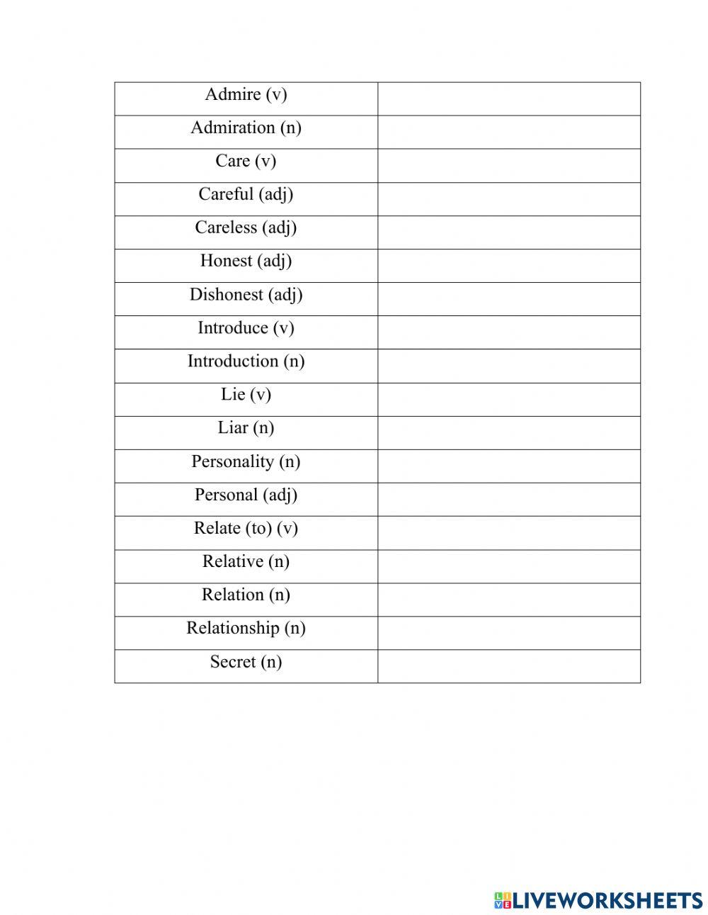 New words 1916852 | Trần Ngọc Hà | Live Worksheets