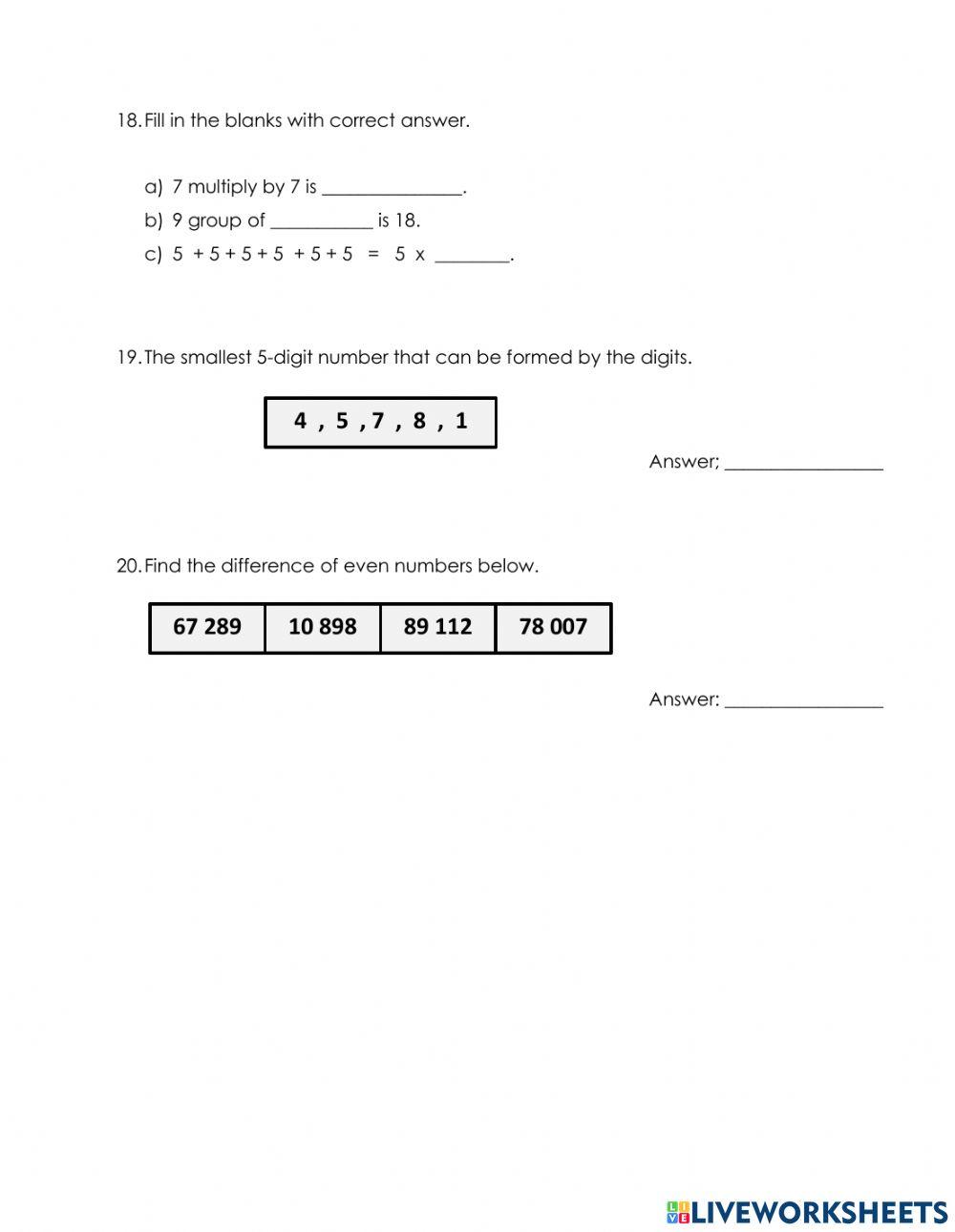 School Based Assessment worksheet | Live Worksheets