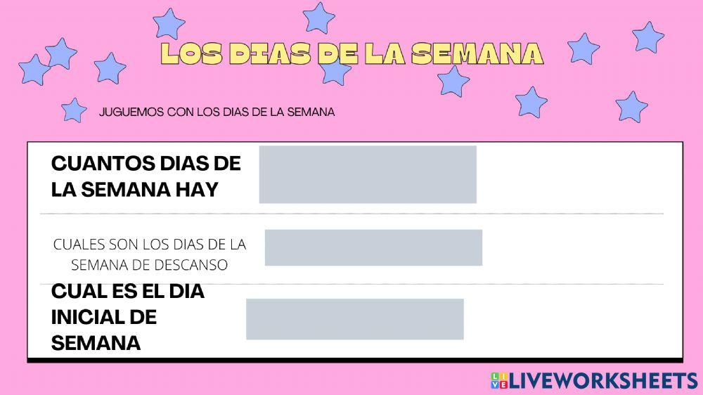 Los días de la semana interactive worksheet for 3a | Live Worksheets