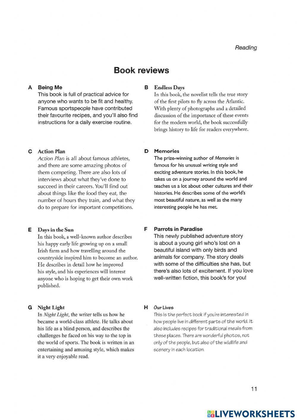 Cambridge B1 re… | Free Interactive Worksheets | 1917058