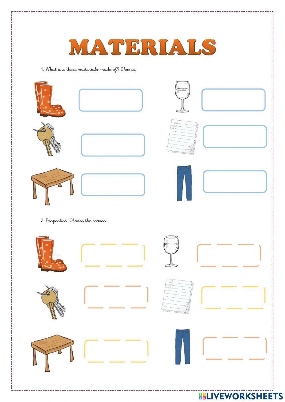 Materials | Free Interactive Worksheets | 1917722