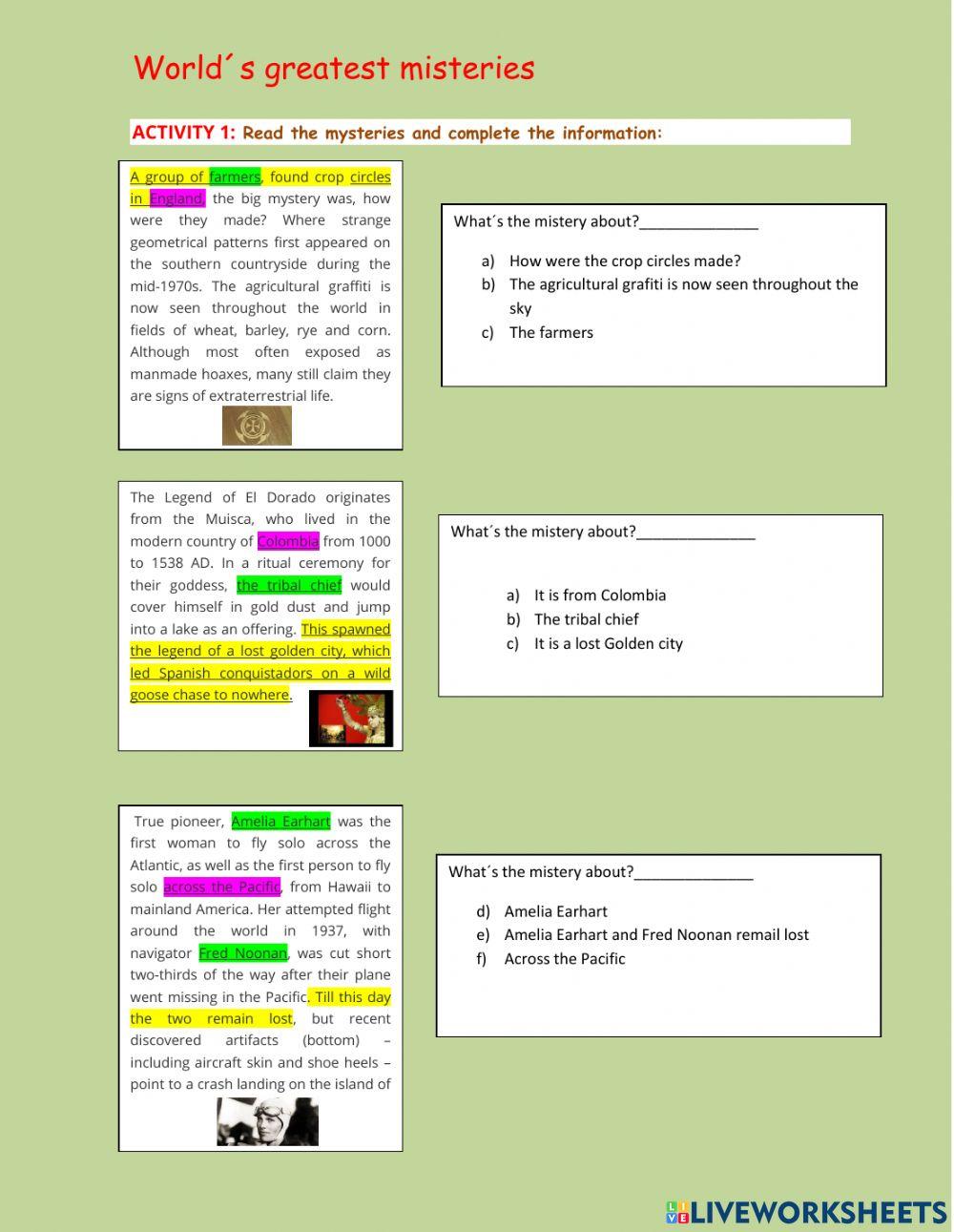 Enigmas | Live Worksheets