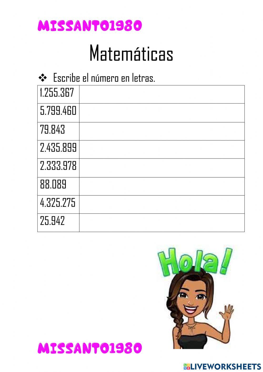 Matemáticas online exercise for 5TO GRADO | Live Worksheets