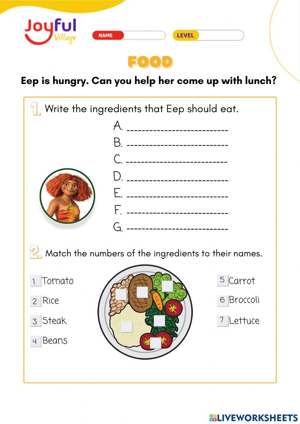Eep is hungry worksheet | Live Worksheets
