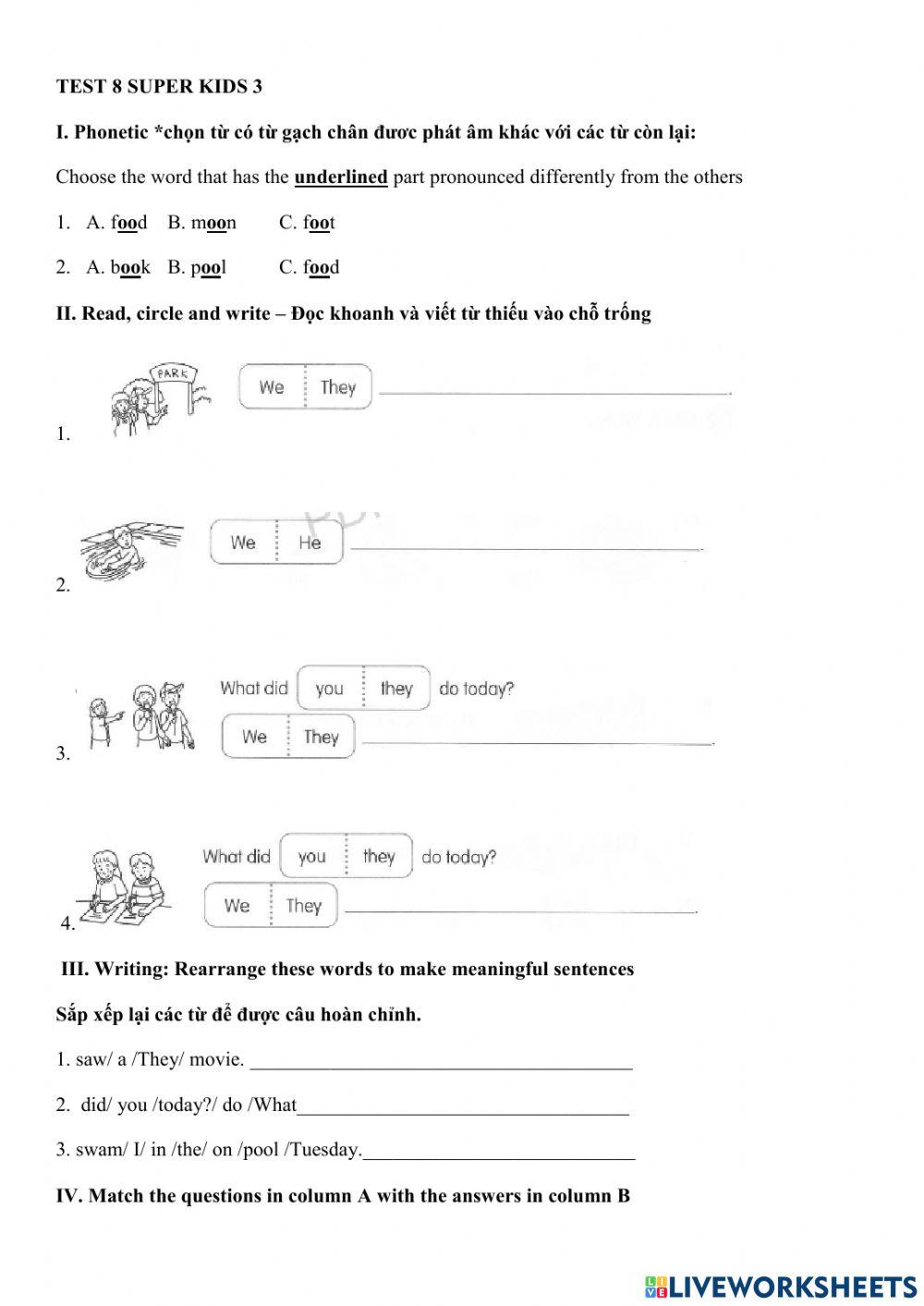 On online worksheet for 4 | Live Worksheets
