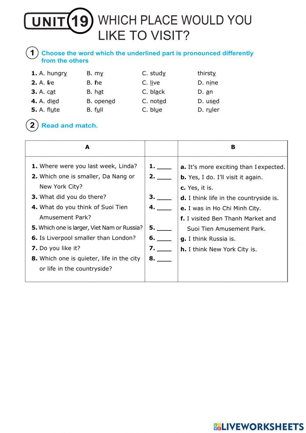 E5 u19 hand out worksheet | Live Worksheets