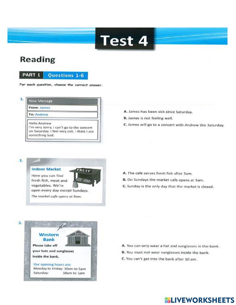 Ket Reading and Writing Simply Test 4 2769428 | Lu Hoang