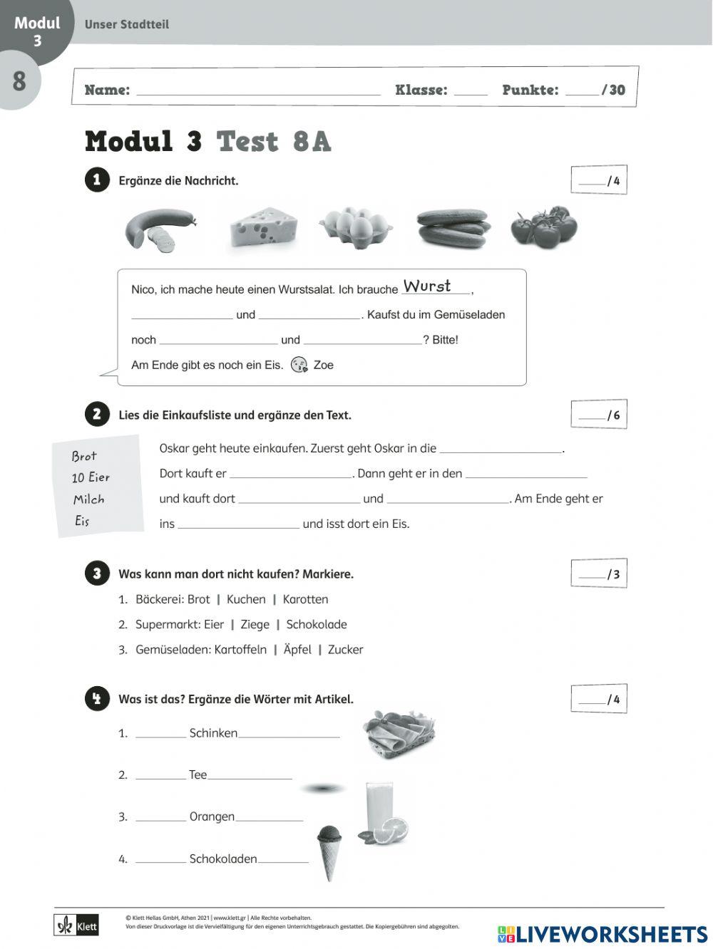 Wir alle A1 Tes… | Free Interactive Worksheets | 5309659