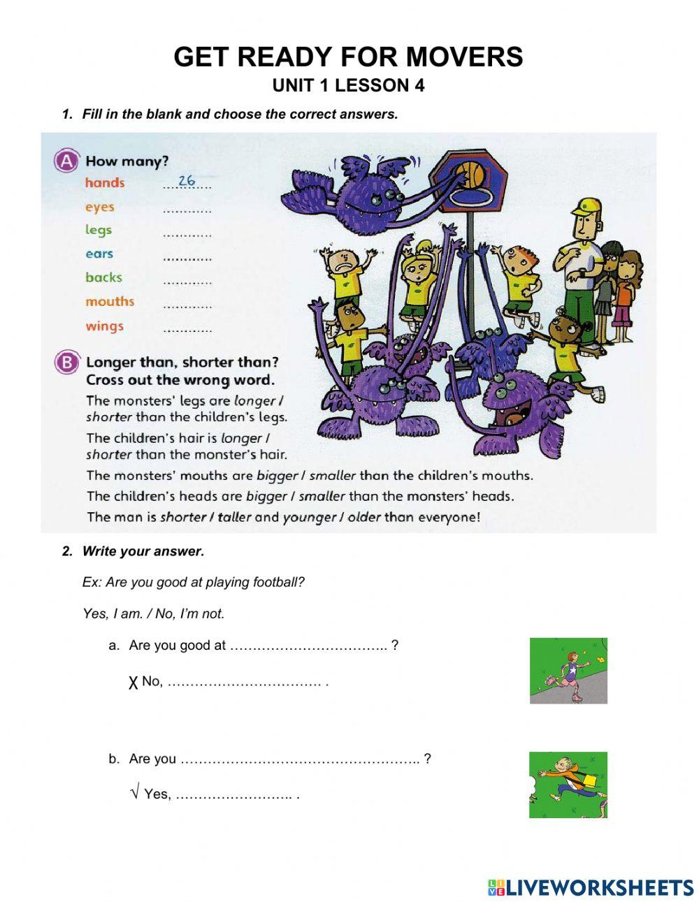 Get Ready for Movers U1 L4 online exercise for | Live Worksheets