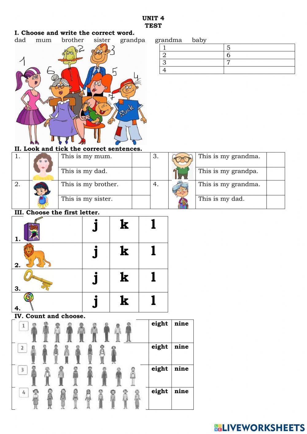 Test Family | Mila513 | Live Worksheets