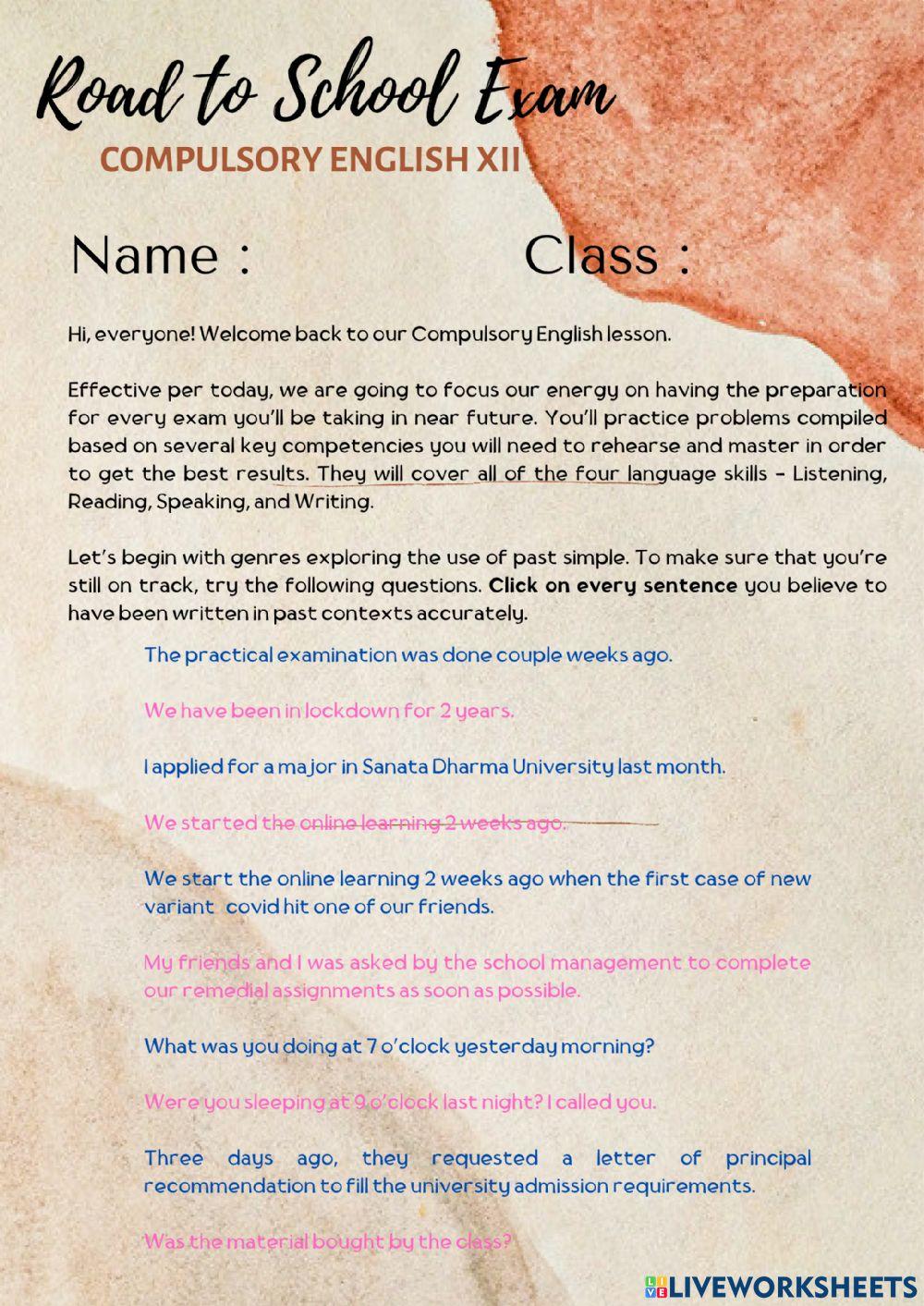 ROAD TO SCHOOL EXAM-XII-070322 2770103 | alfa_ilhamy