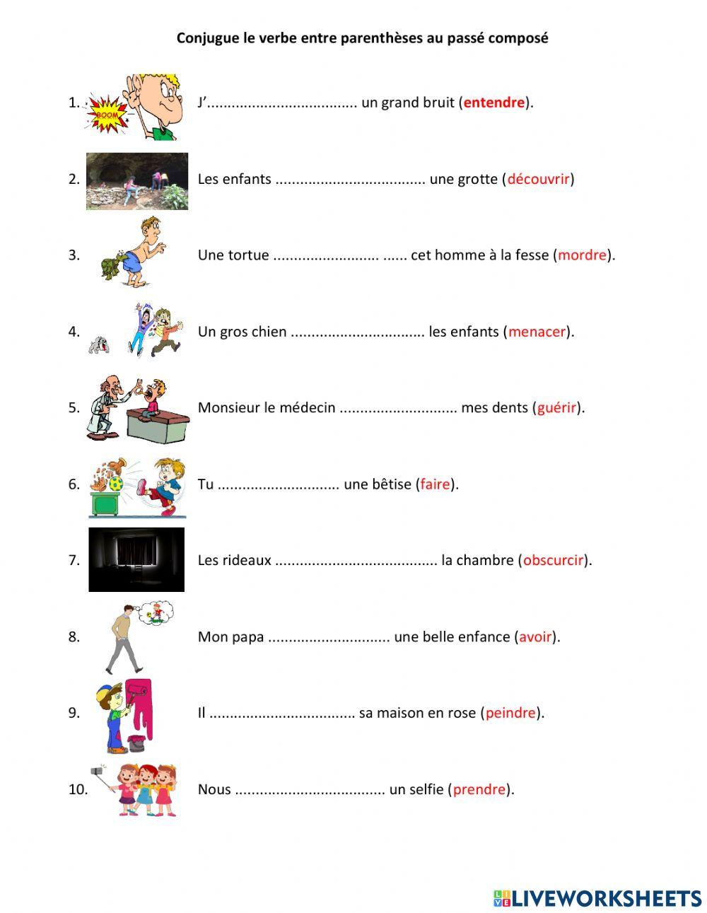 Passé Composé Interactive Worksheet Live Worksheets 42 Off