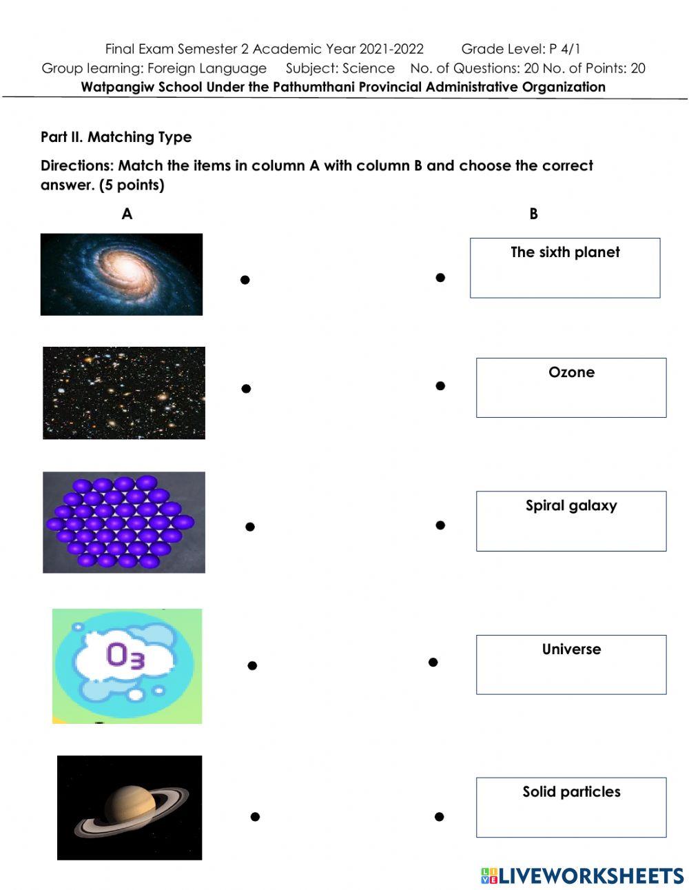 1919460 | P4-1 Term 2 Science Final Test | Roselyn Polbos