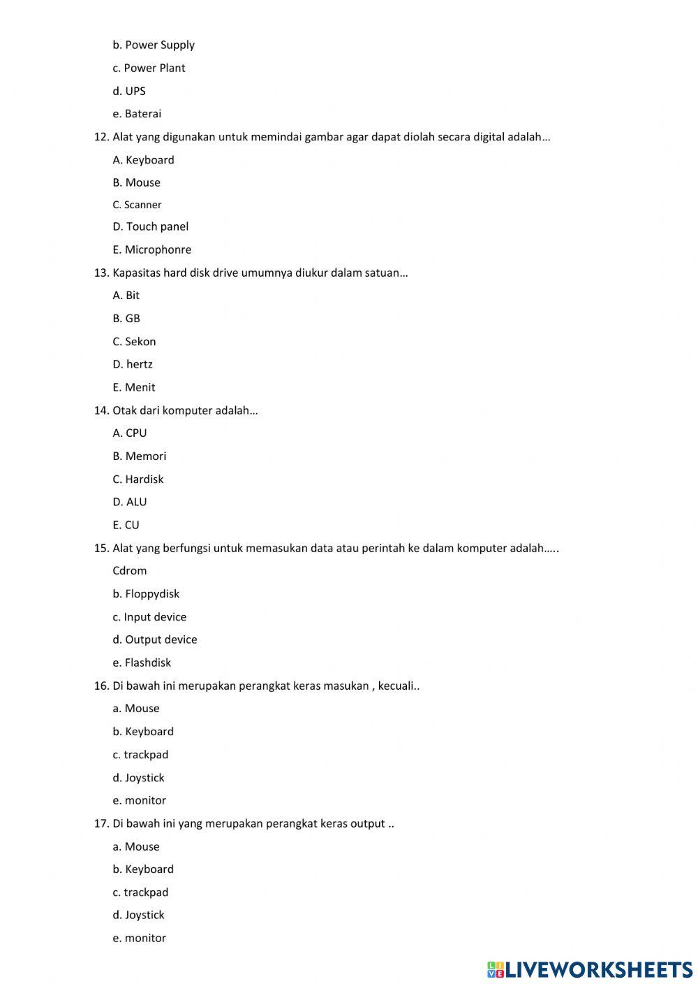 INFORMATIKA X online exercise for | Live Worksheets