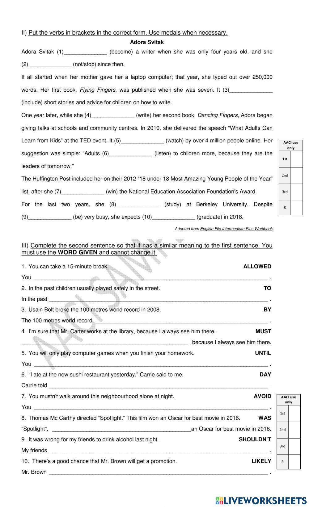 Senior 4 | Free Interactive Worksheets | 1919870